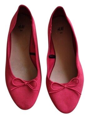 H&M | Shoes | Hm Womens Red Ballet Flats With Bow Detail | Poshmark